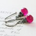 Raspberry Quartz Earrings Wrapped in Sterling Silver, Pink Gemstone ...