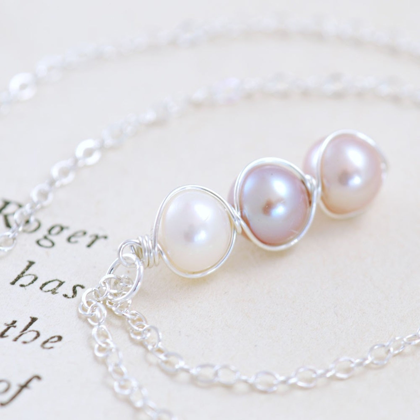 Pastel Pearl Necklace in Sterling Silver Delicate Handmade - Etsy