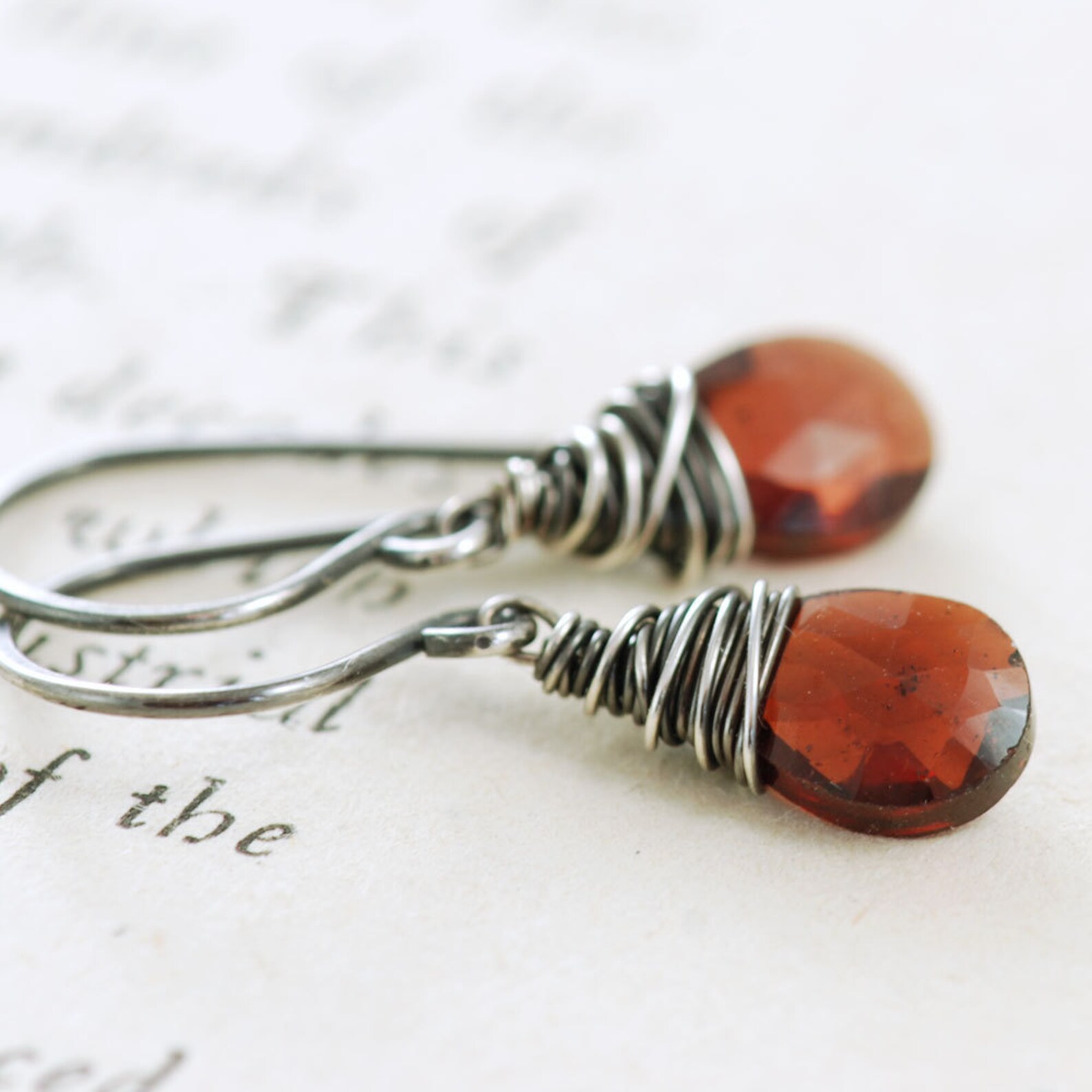 January Birthstone Garnet Earrings Sterling Silver Dangle - Etsy