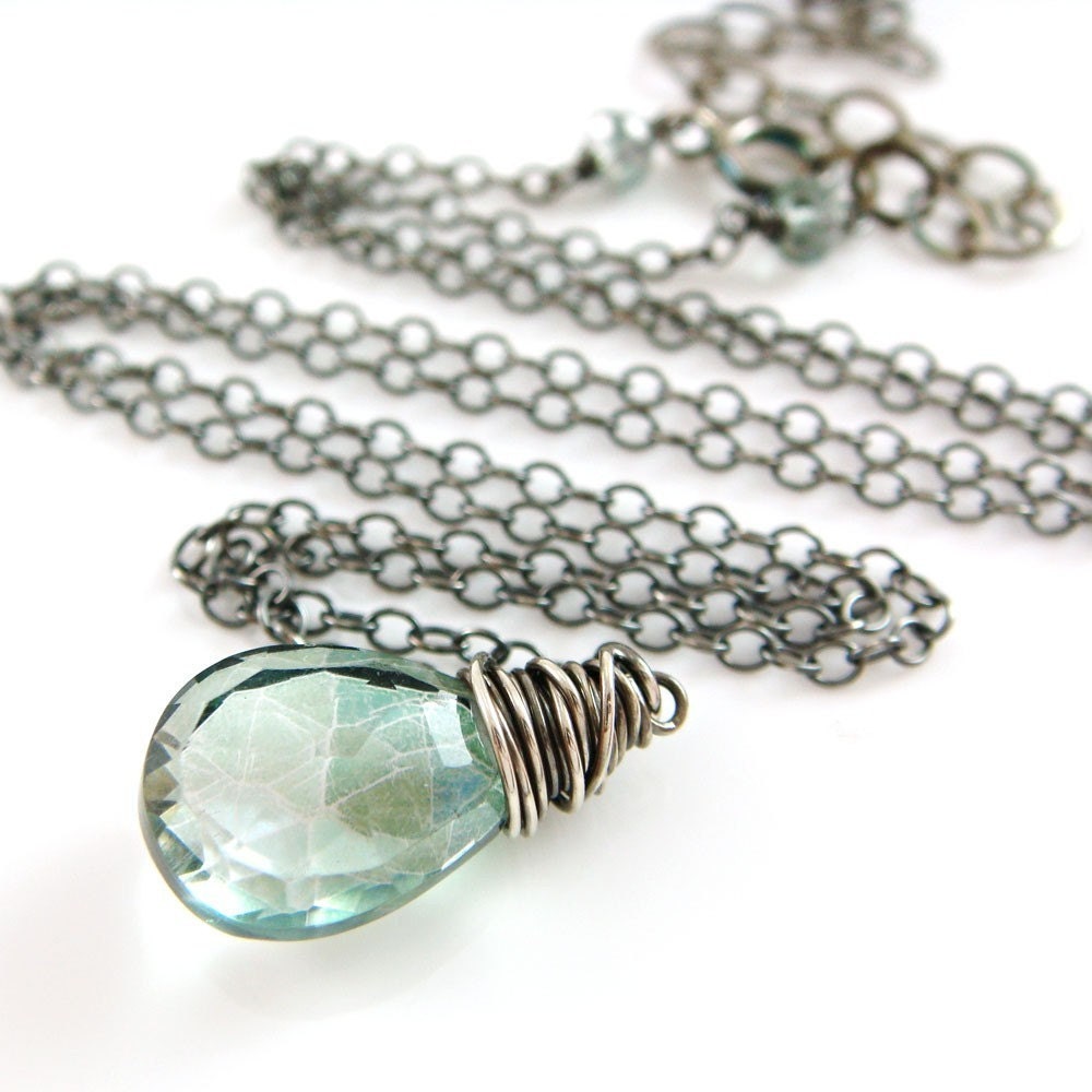 Teal Green Necklace Sterling Silver Pendant Handmade - Etsy