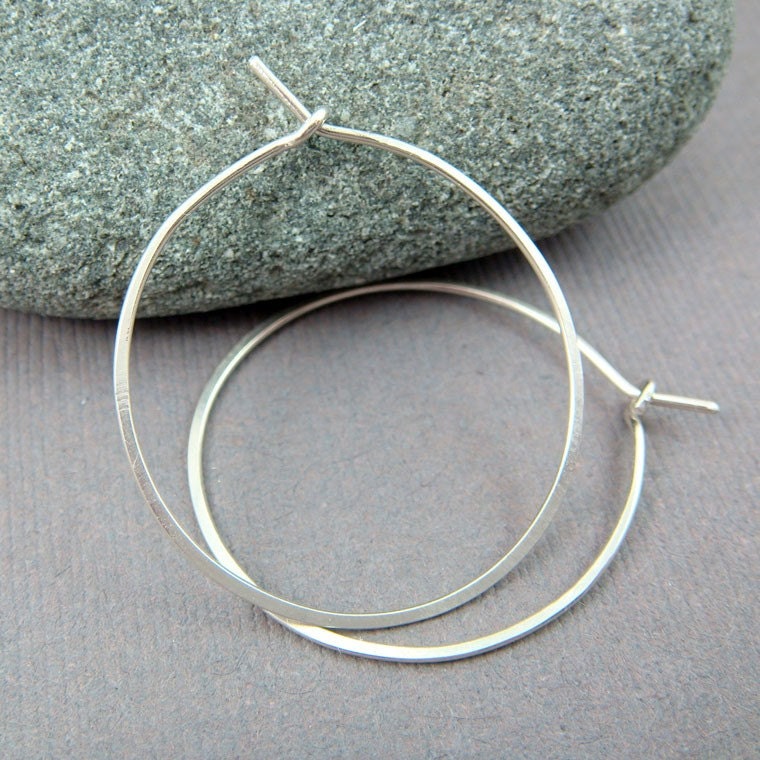 Sterling Silver Hoop Earrings 1 Inch Hoop Earrings Handmade - Etsy