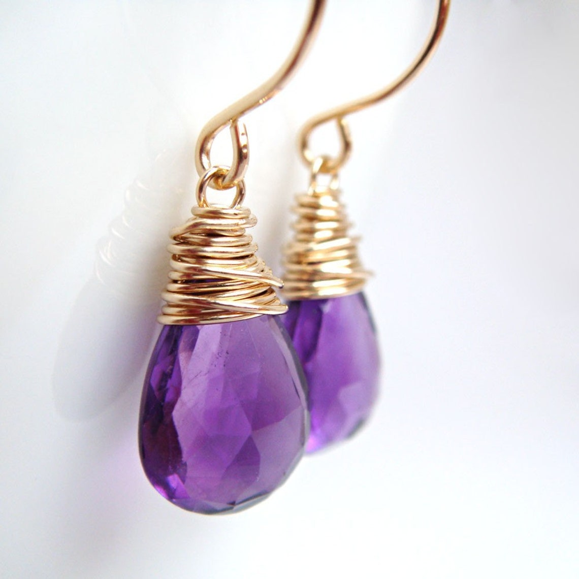 Amethyst Jewelry, February Birthstone Earrings, Purple Gemstone Dangle ...