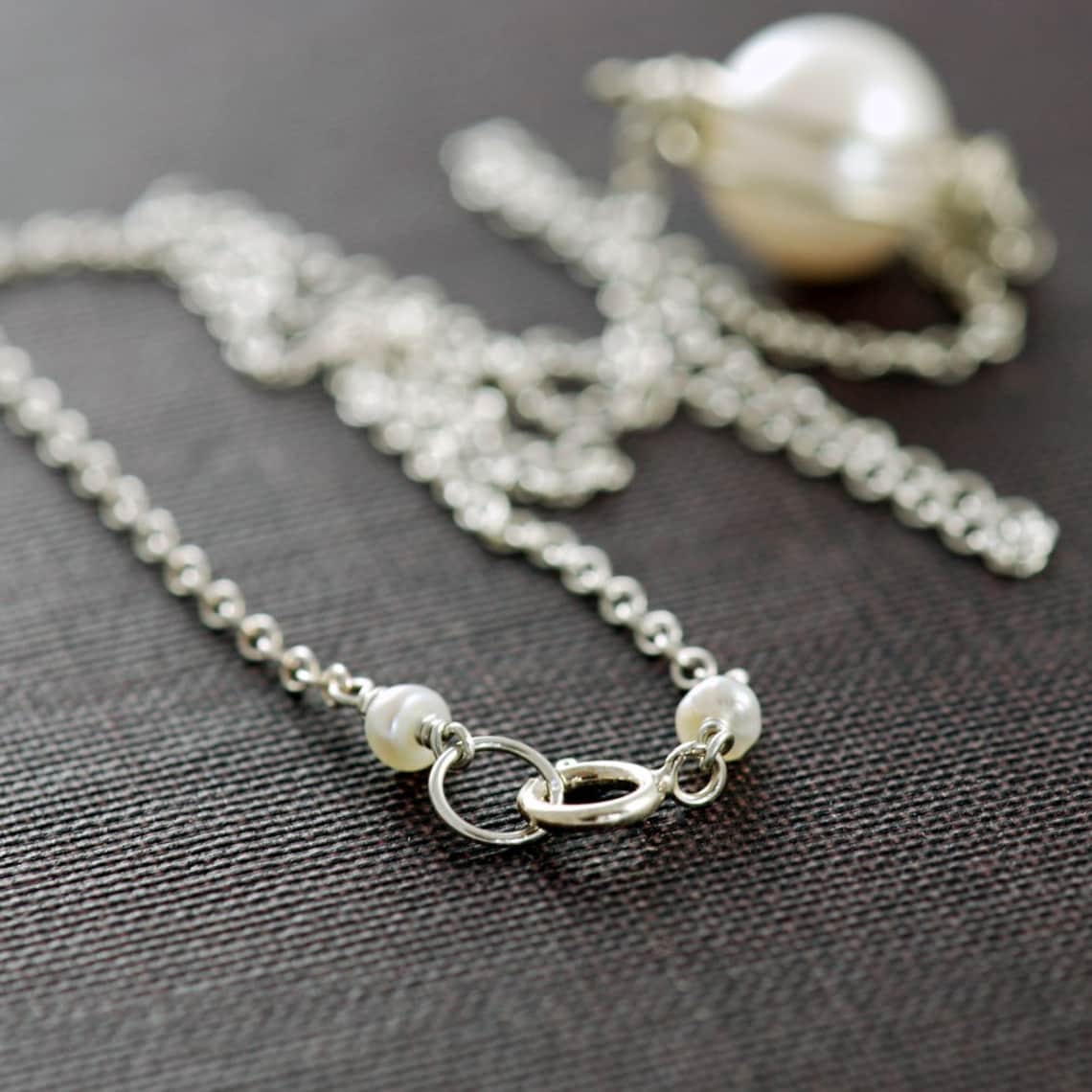 Wire Wrapped Pearl Necklace Sterling Silver Aubepine - Etsy