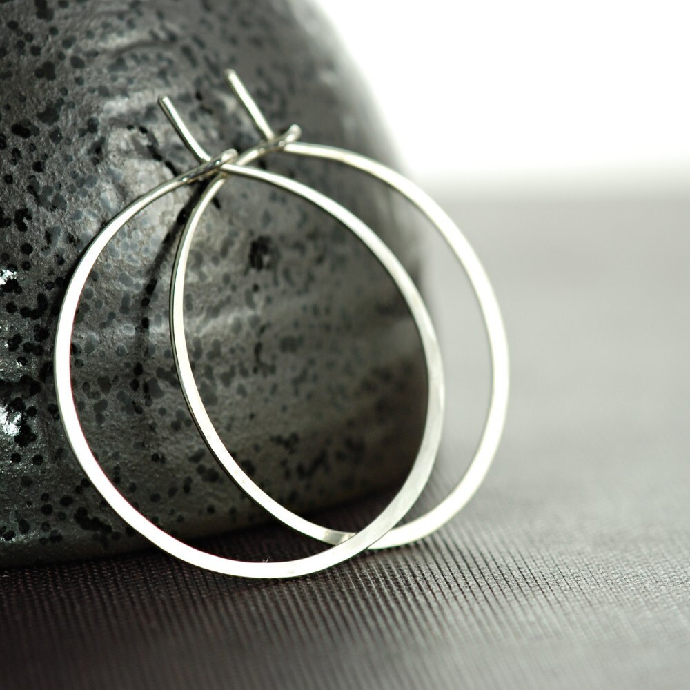 Sterling Silver Hoop Earrings 1 Inch Hoop Earrings Handmade - Etsy