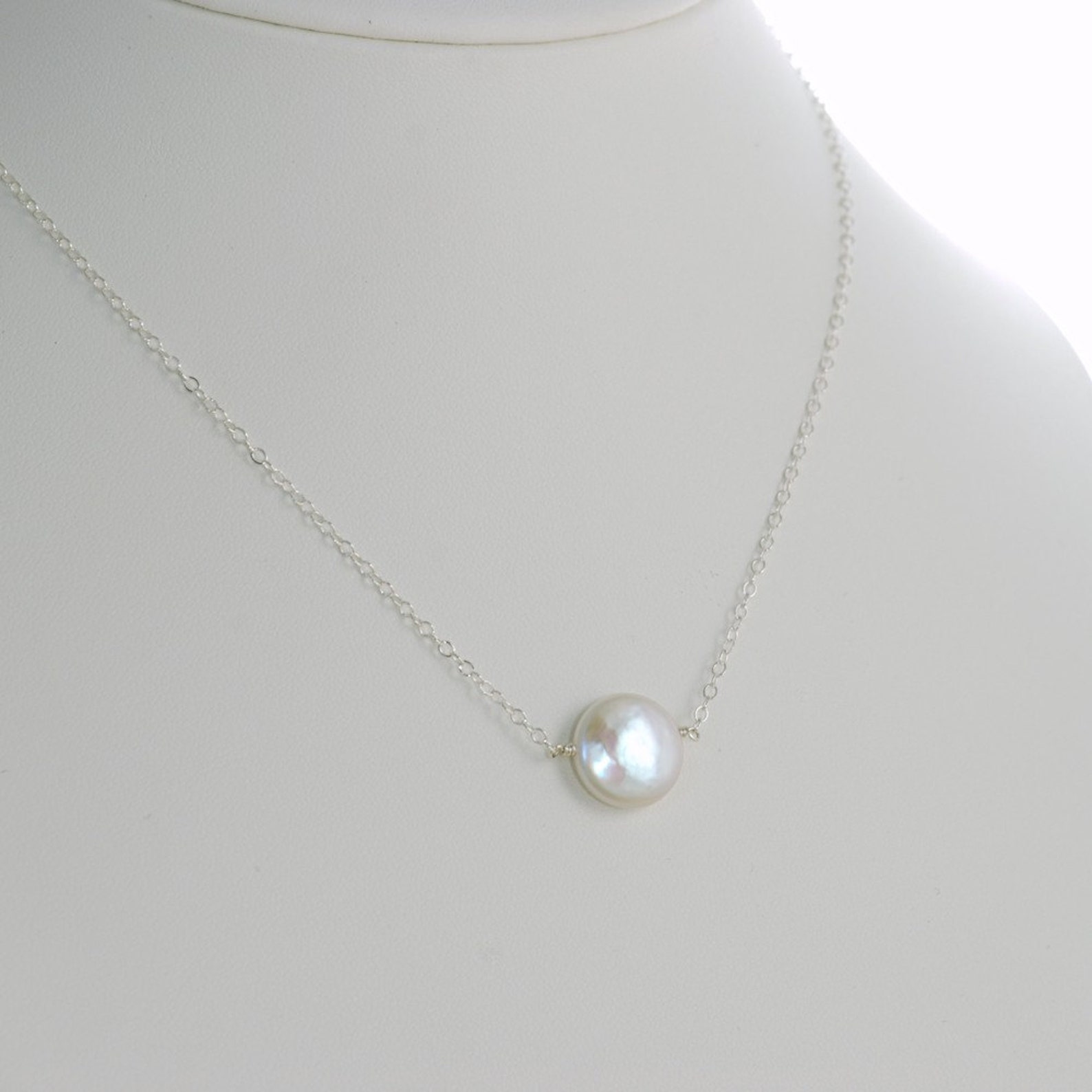 Sterling Silver Pearl Necklace June Birthstone Necklace - Etsy