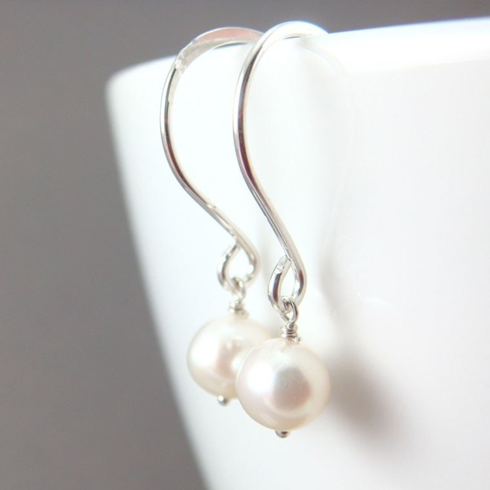 Pearl Jewelry, June Birthday Earrings, Simple Sterling Silver Pearl ...