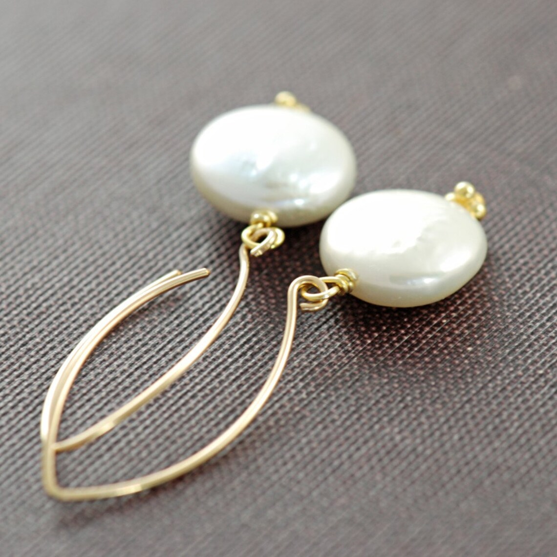 Coin Pearl Earrings in 14k Gold Fill, Handmade - Etsy