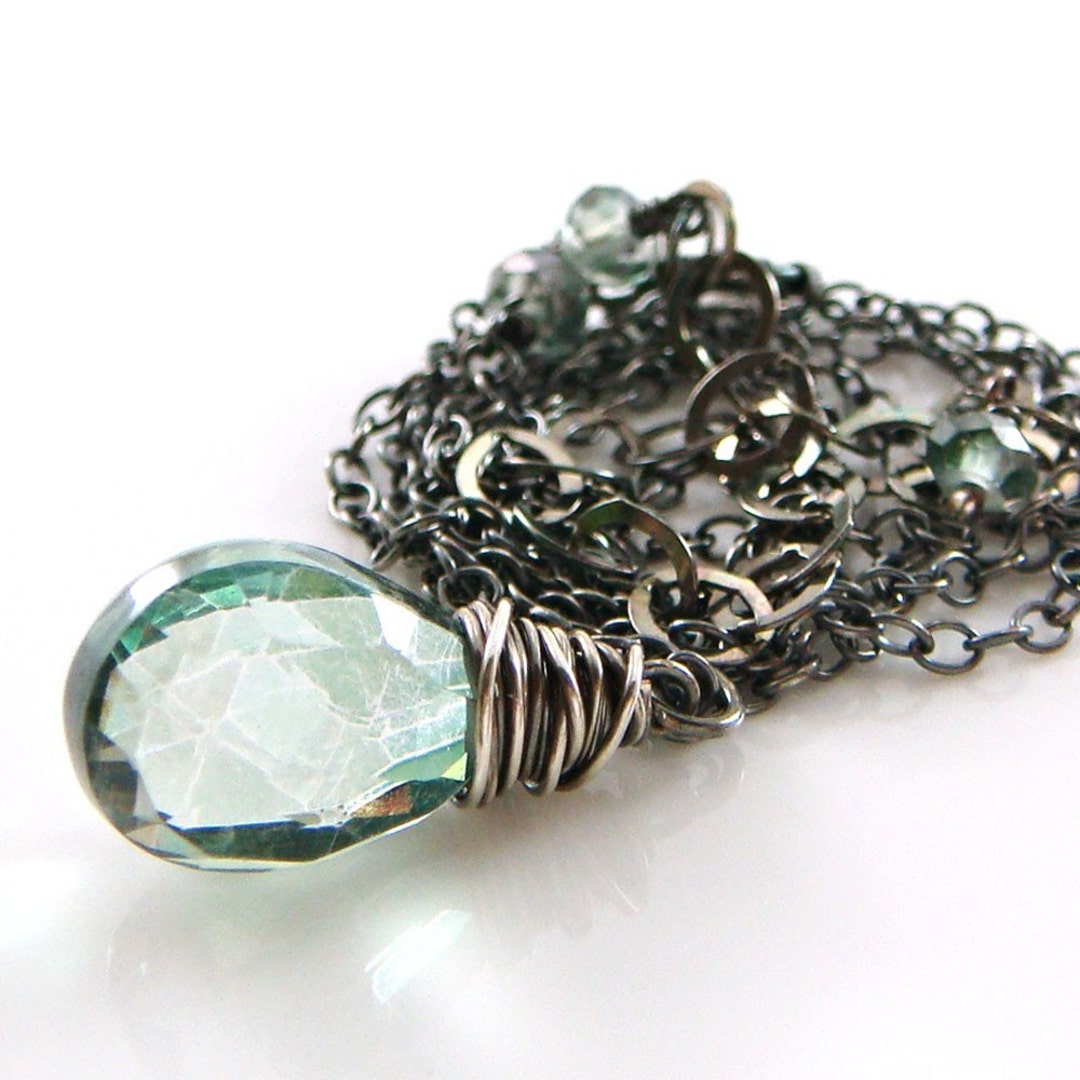 Teal Green Necklace, Sterling Silver Pendant, Handmade Gemstone ...