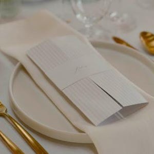 Elegant Striped Folding Wedding Menu & Name Cards - Etsy