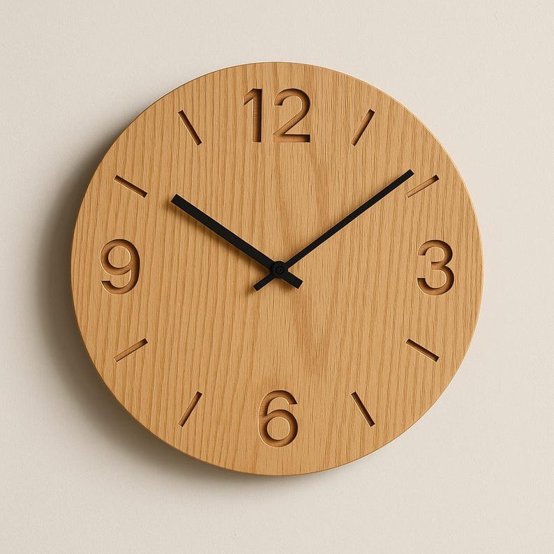 Wooden Wall Clock | Modern Minimalist Wall Decor | Handmade Wood Clock ...