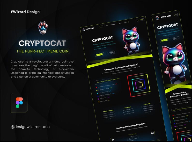 Crypto Cat Meme Coin UI Kit Template - Etsy