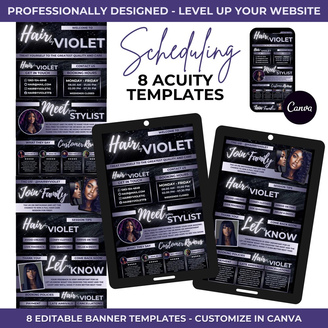 Acuity Scheduling Template - Black and White Hair Salon Website - Edit ...