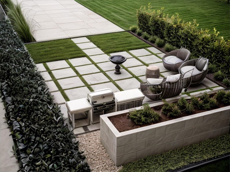 Landscape Garden Design Plan - 51 SQM - Grass, Planter Boxes, Shrubs ...