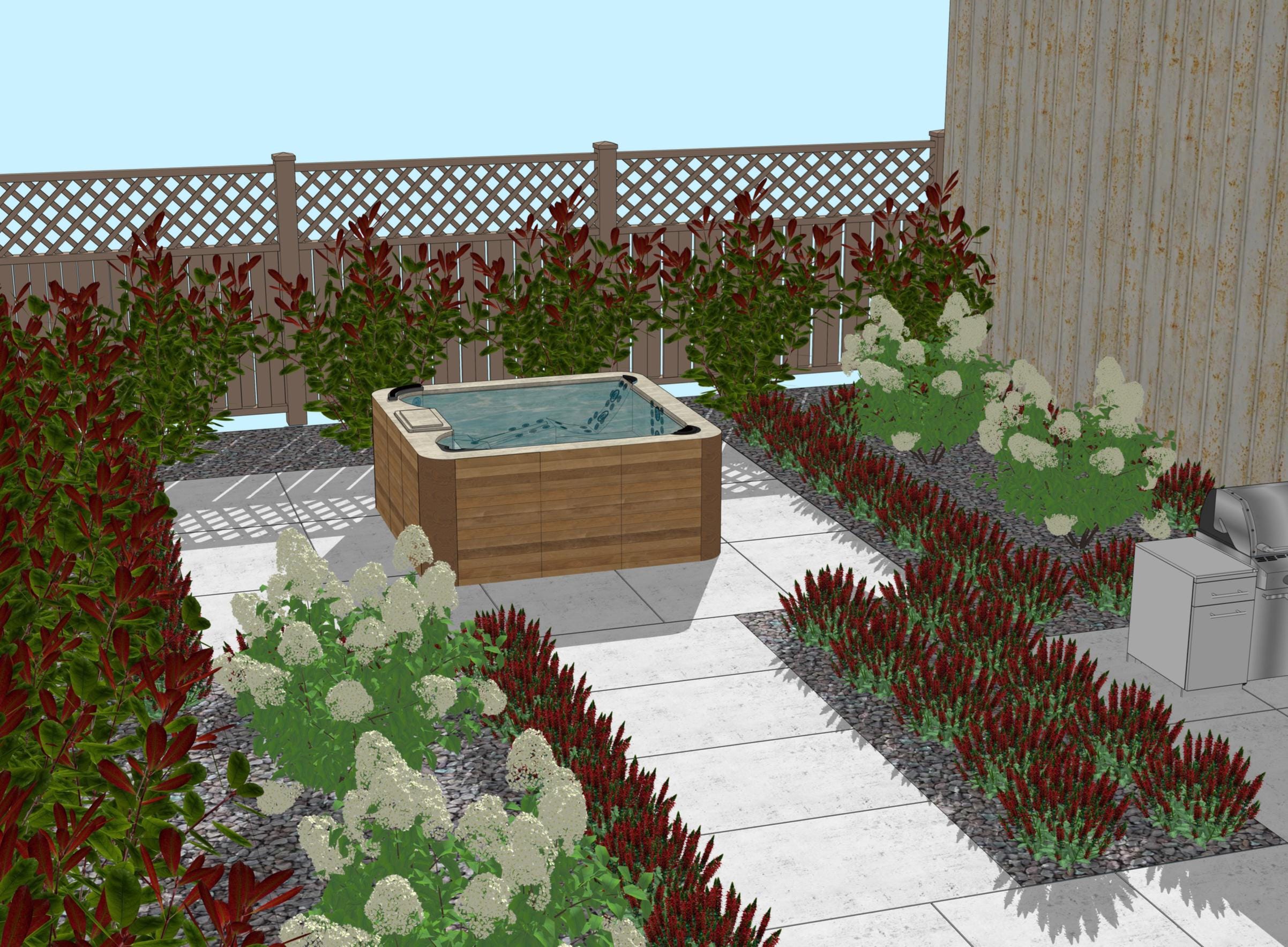 Garden Landscape Design Plan - 56 SQM - Shrubs, Flowers, Paving, Gravel ...