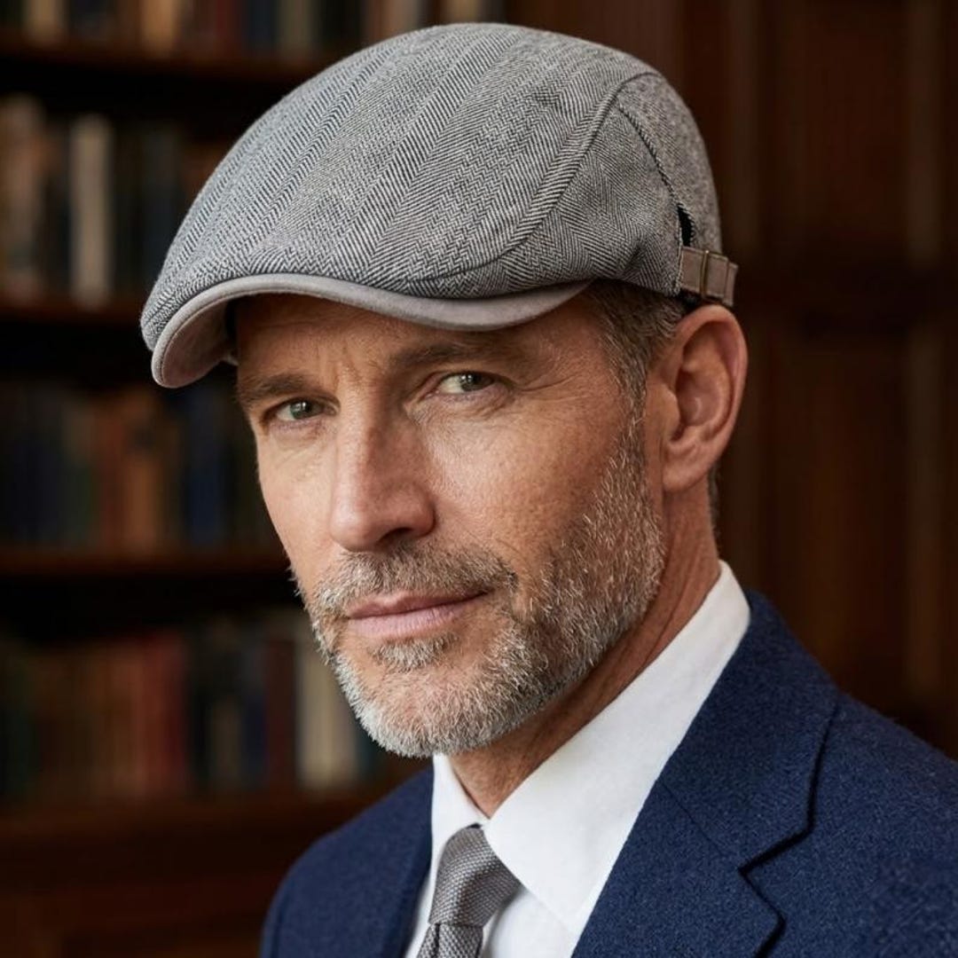 Men's Herringbone Newsboy Cap: Vintage Flat Baker Boy Hat - Etsy