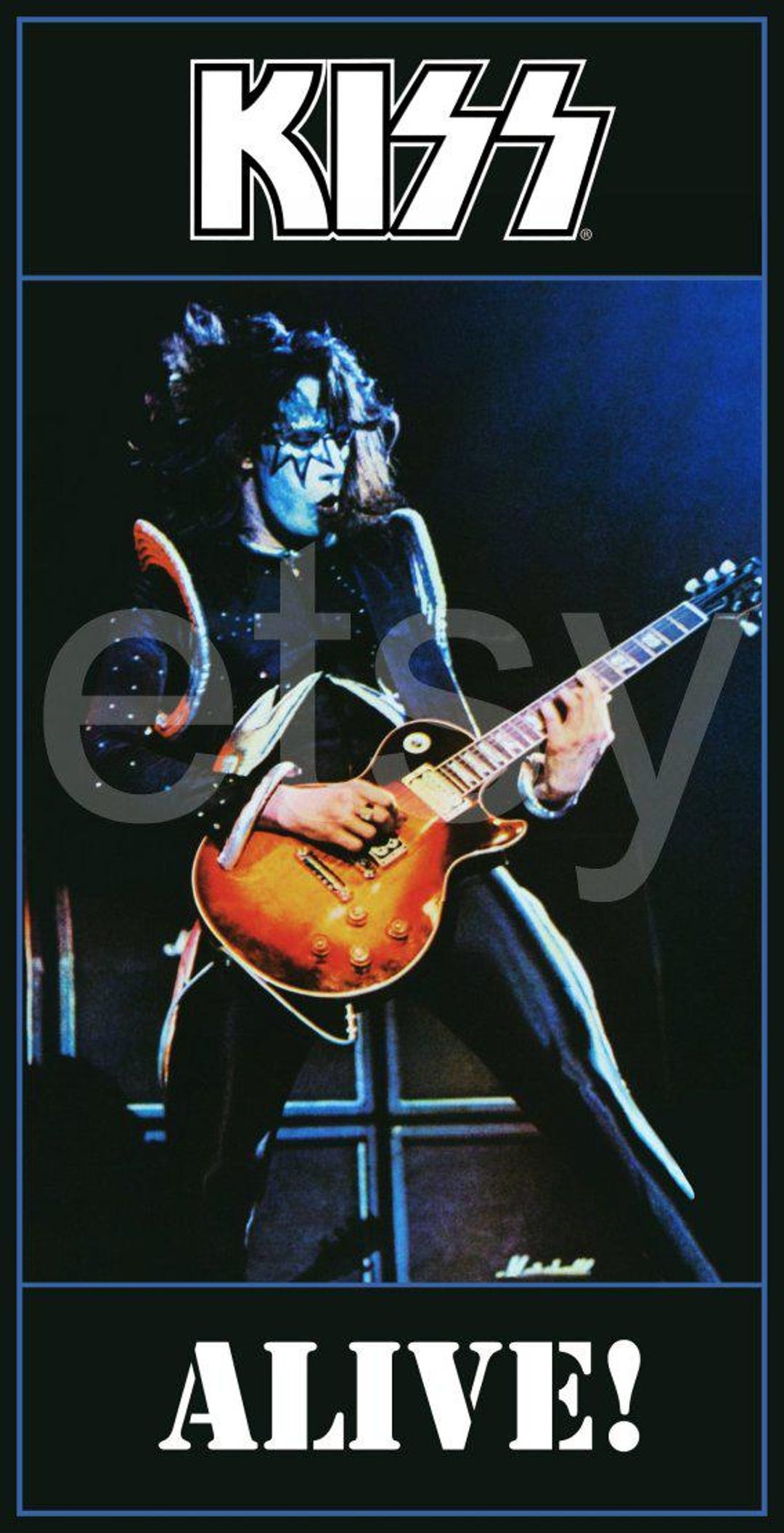 KISS Band Ace Frehley ALIVE! 18 X 35 Blue Custom Poster Clean Clear ...