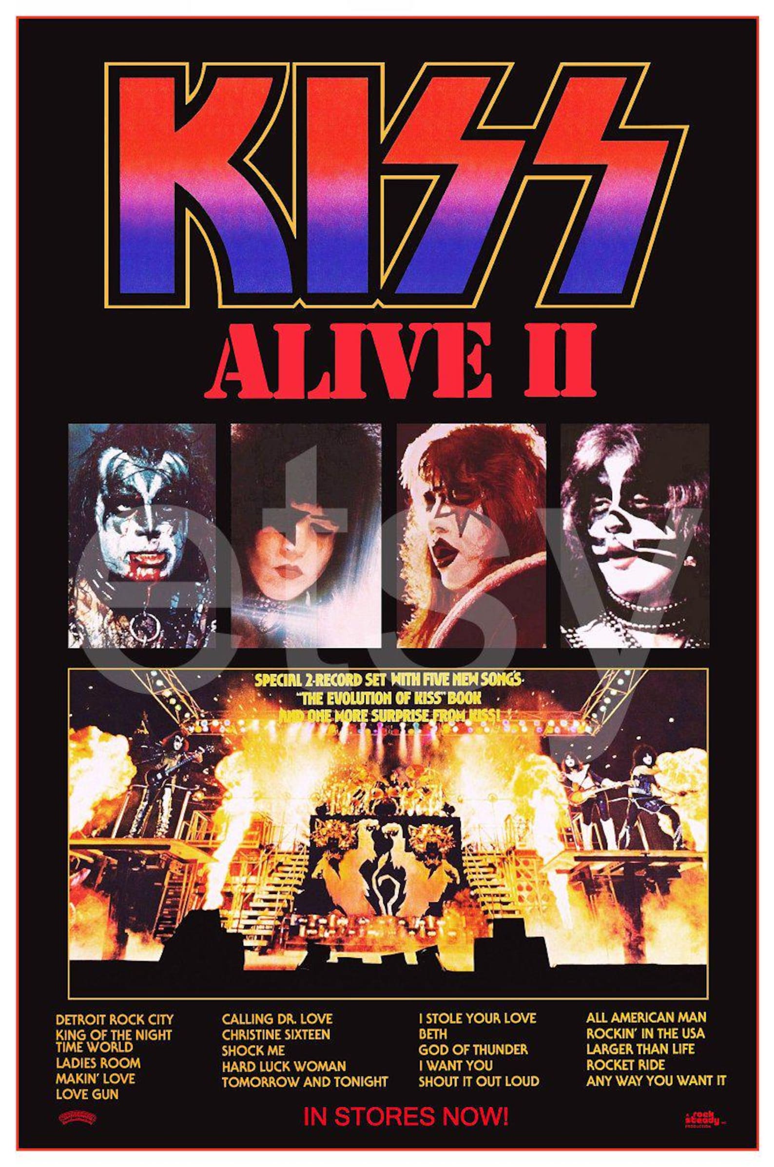 KISS Band ALIVE II Album 24 X 36 Inch White Border Custom Poster - Etsy