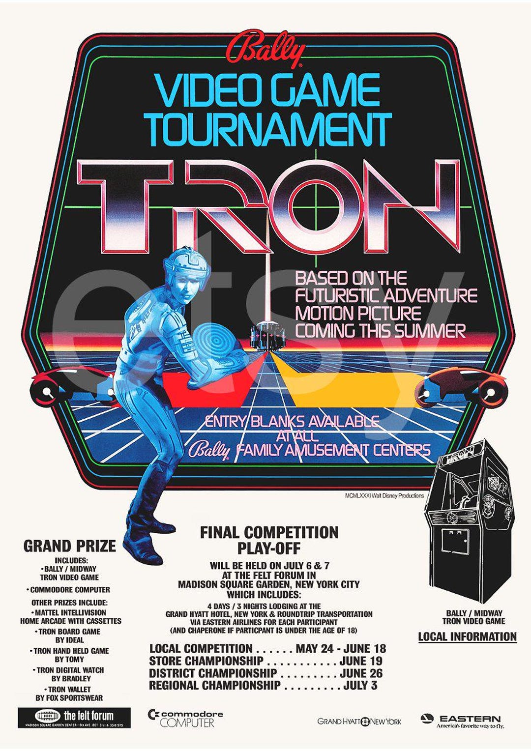 Tron 1982 Video Game Contest 24 X 34 TRIMMED VERSION Promotional Video ...