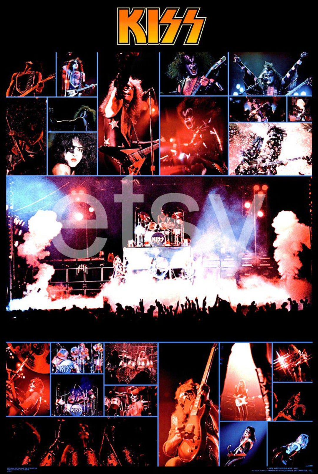 KISS 1976 36 X 52 JUMBO Alive! Era All Black Border Jumbo Custom Poster ...