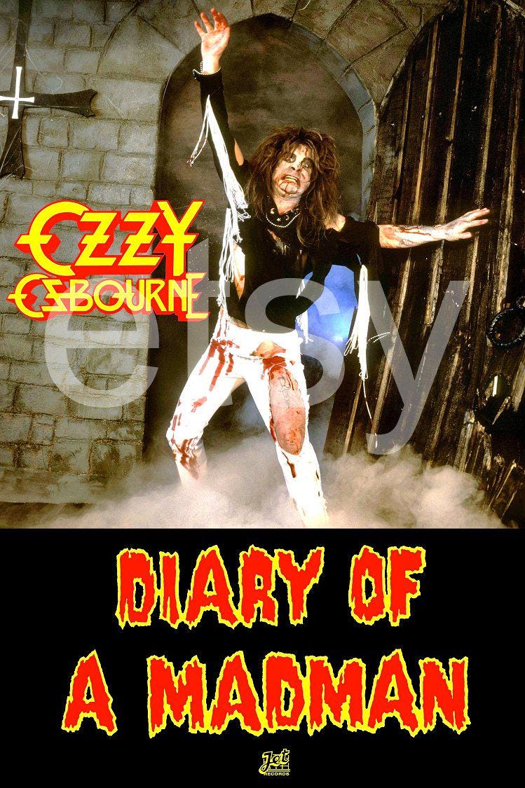 OZZY Osbourne "diary of A Madman" 24 X 36 Custom RP Store Promo Poster ...