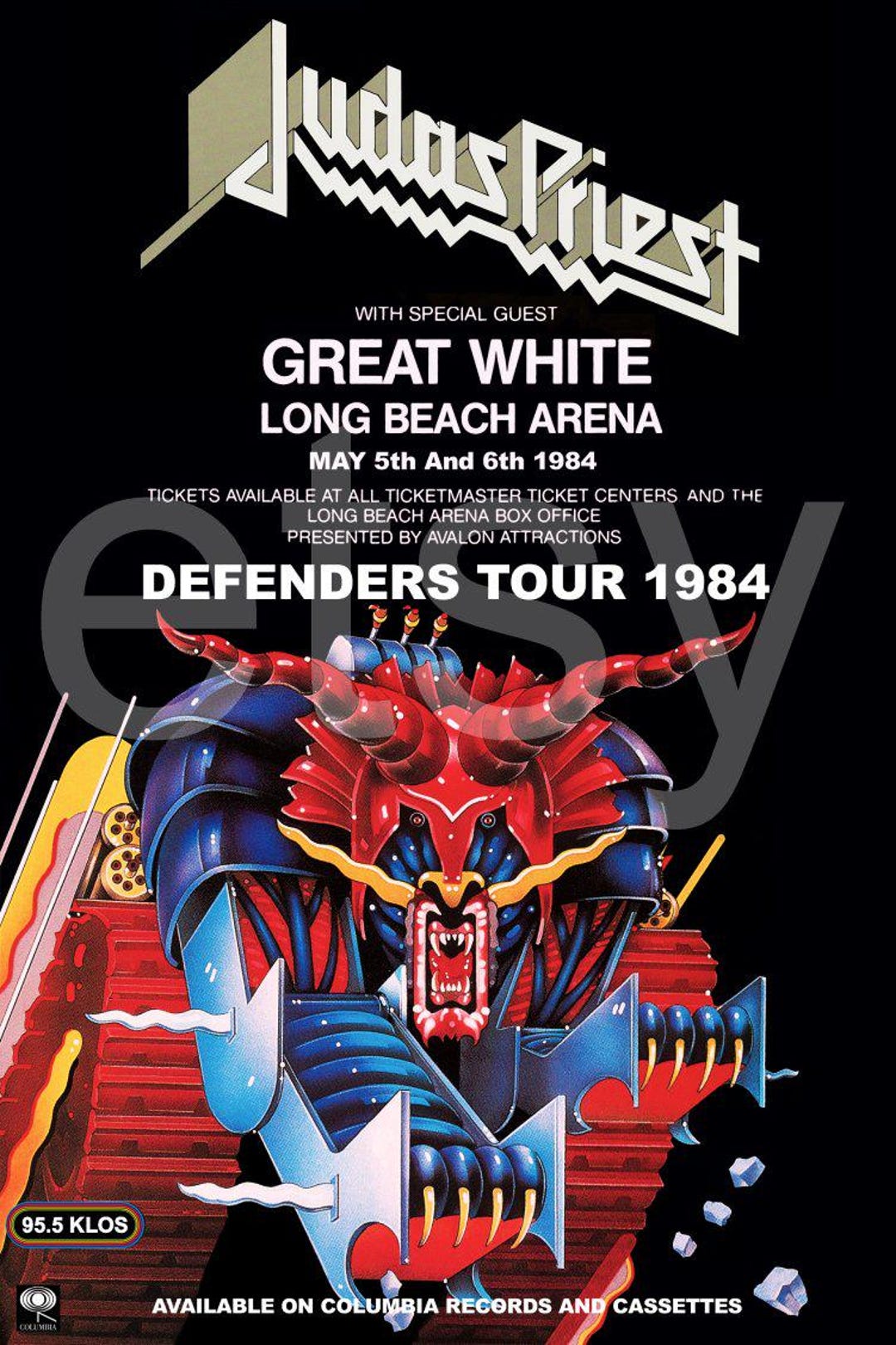 Judas Priest / Great White 1984 Long Beach Arena 22 X 33 Restored ...