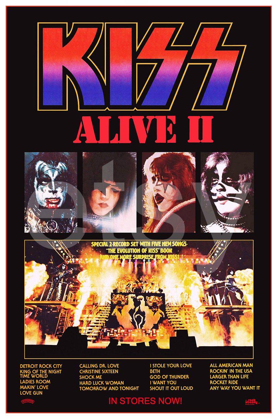 KISS Band ALIVE II Album 24 X 36 Inch White Border Custom Poster - Etsy