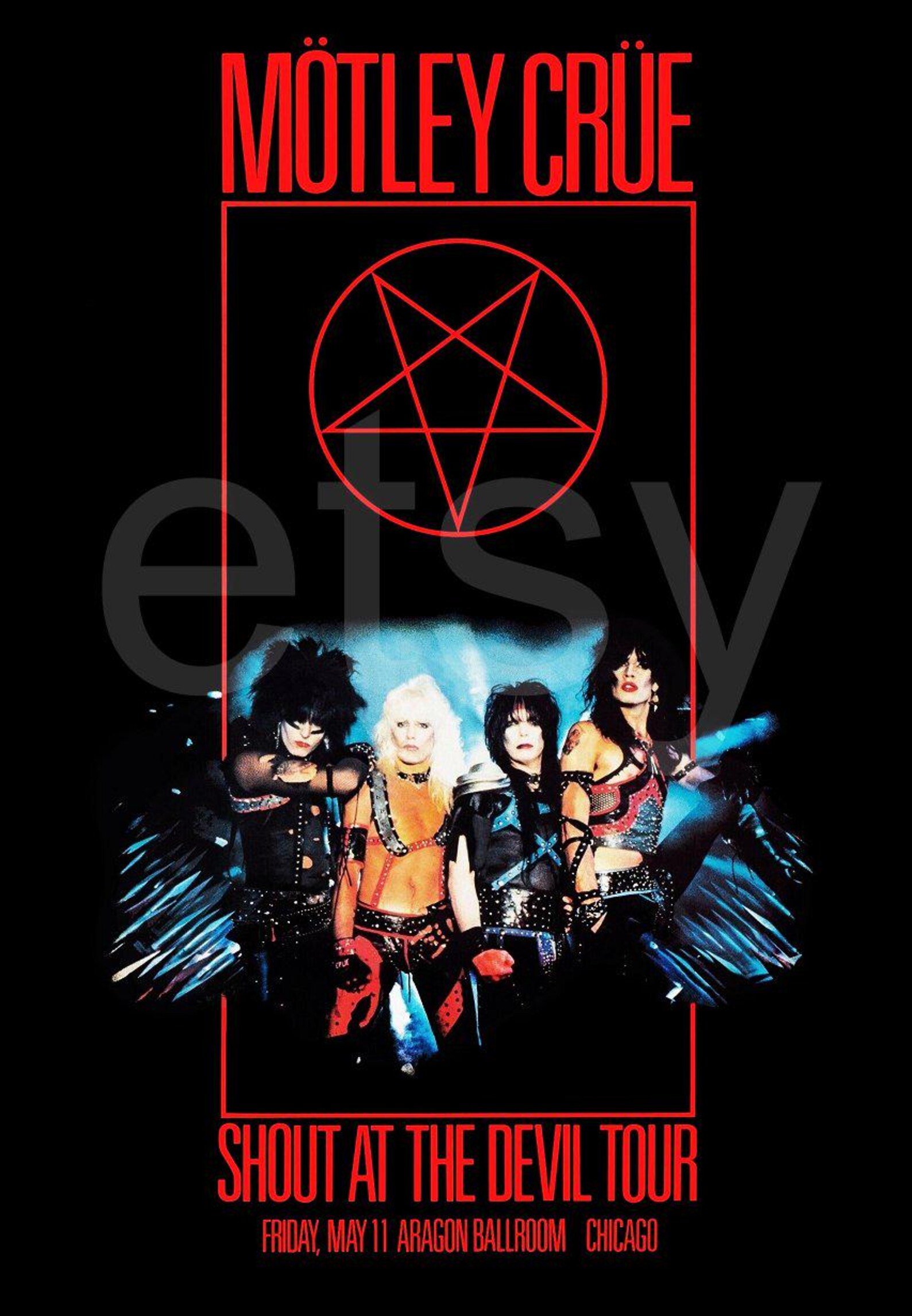 MOTLEY CRUE 1984 20 X 29 Shout at the Devil Tour Chicago Aragon Ball ...
