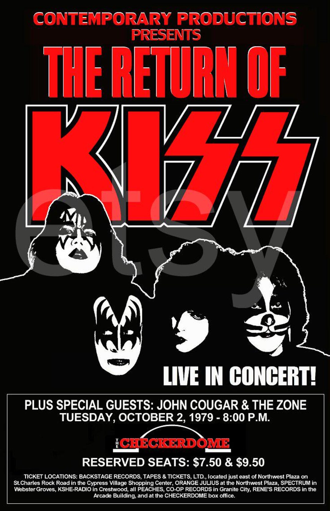 KISS Dynasty the Return of Kiss 10/02/79 St. Louis Checker Dome 18 X 27 ...