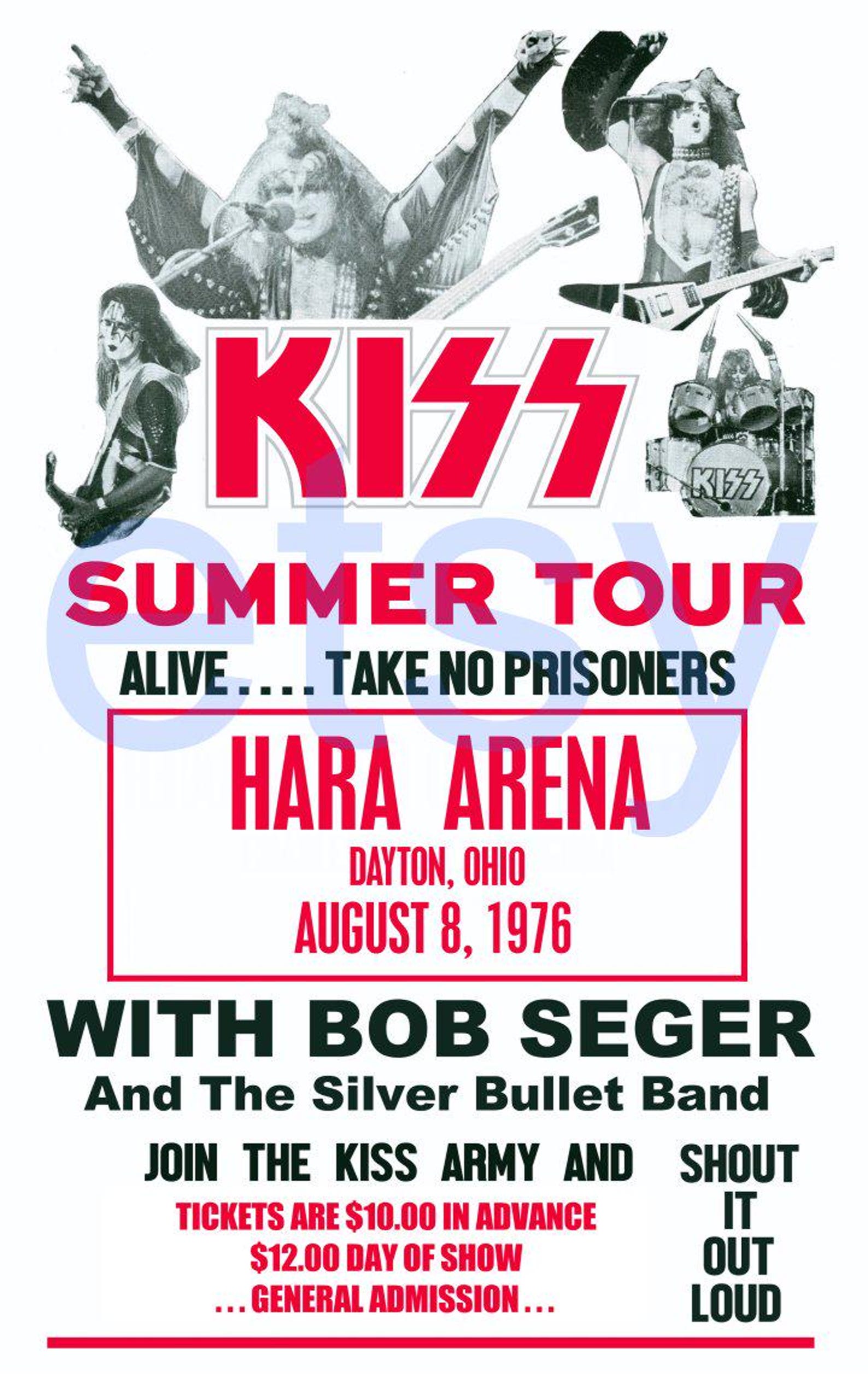 KISS / Bob Seger 14 X 22 August 08, 1976 Hara Arena Custom Concert ...