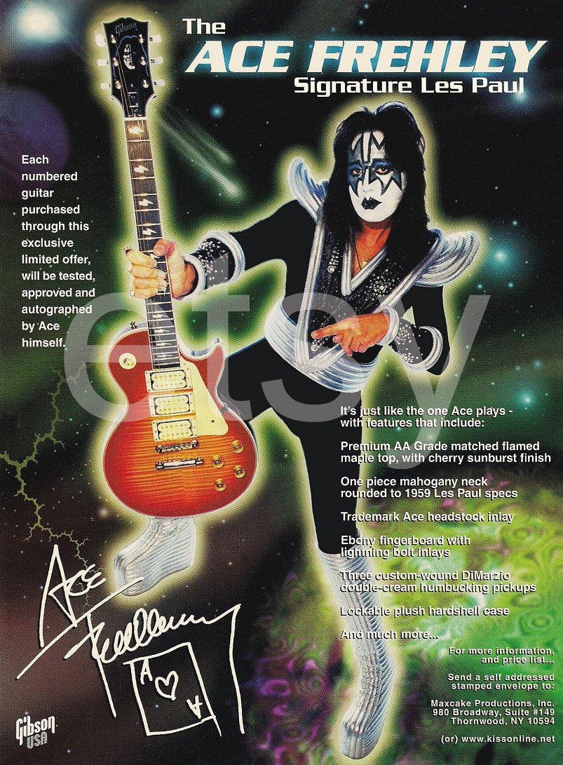 KISS Ace Frehley Gibson Signature Les Paul Guitar 16 X 22 Custom Poster ...
