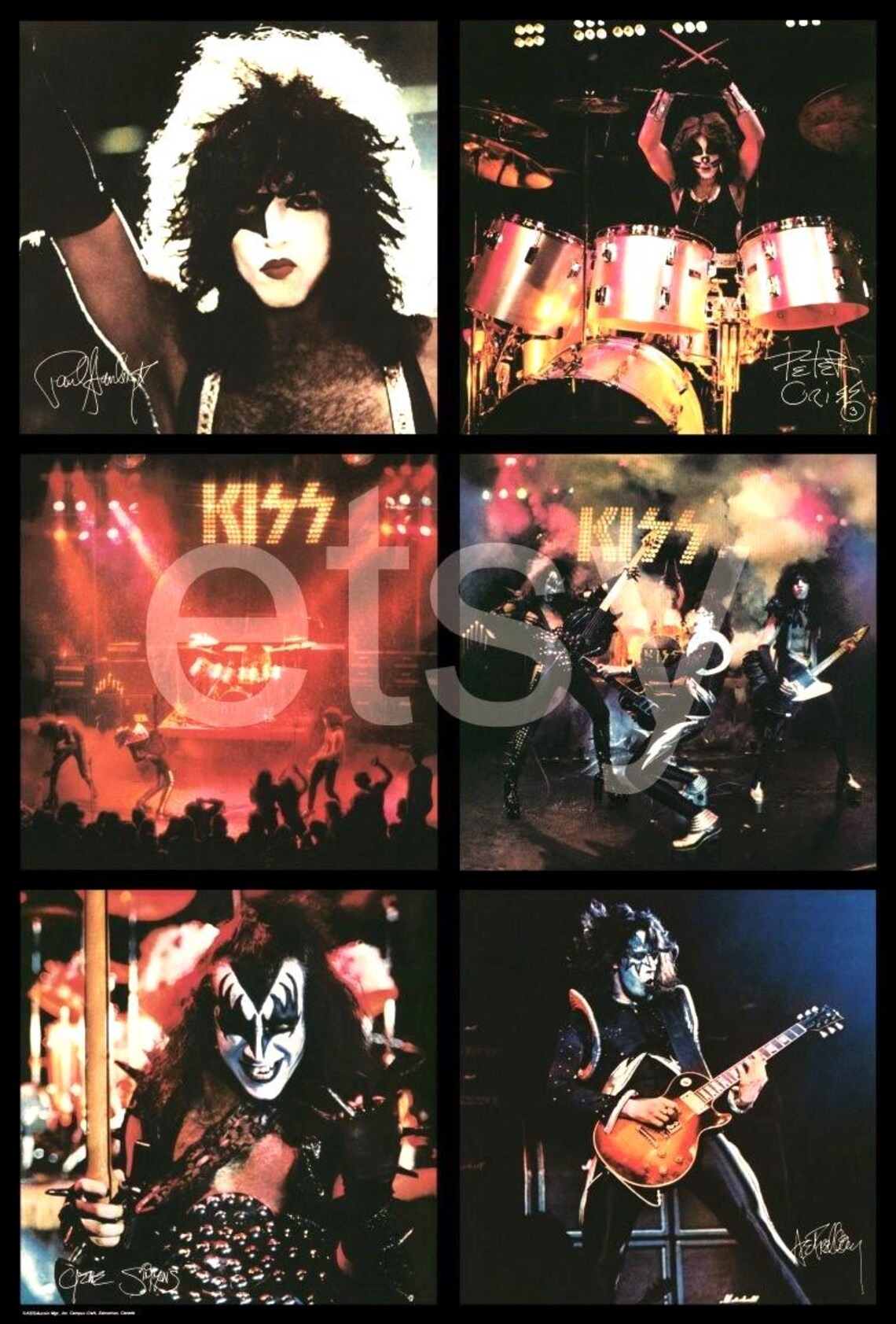 KISS Band Canadian Campus Craft 23 X 34 Inch ALIVE Custom Collage ...