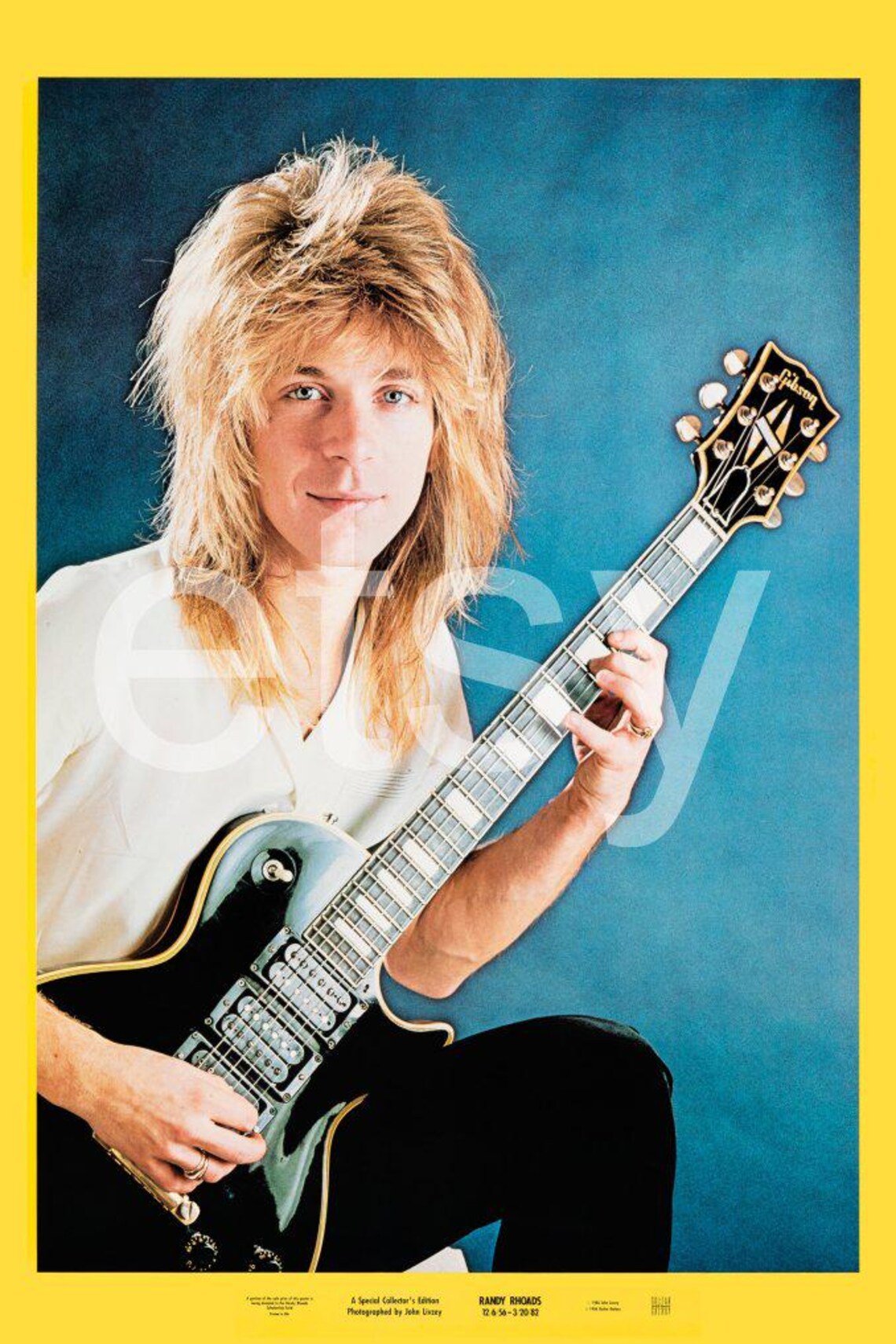 Randy Rhoads 1986 Yellow Border 23 X 35 Portrait RP Poster Print Ozzy ...