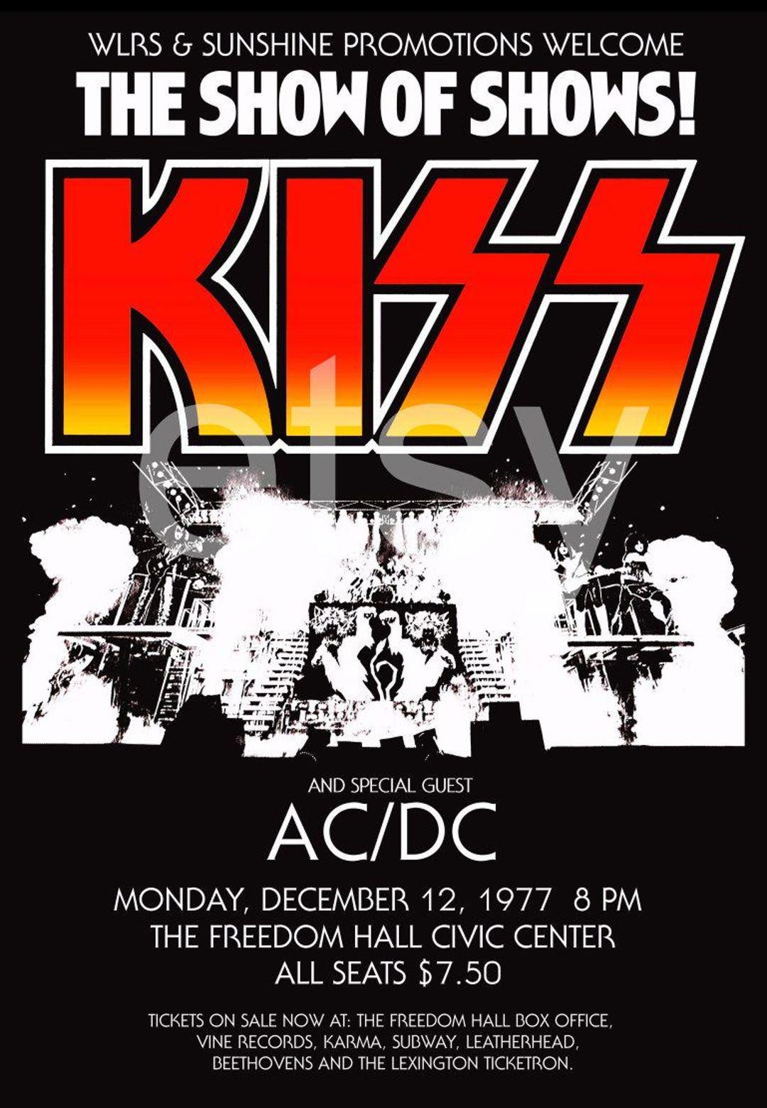 KISS 18 X 26 12/12/77 Freedom Hall Arena Show of Shows Custom RE ...