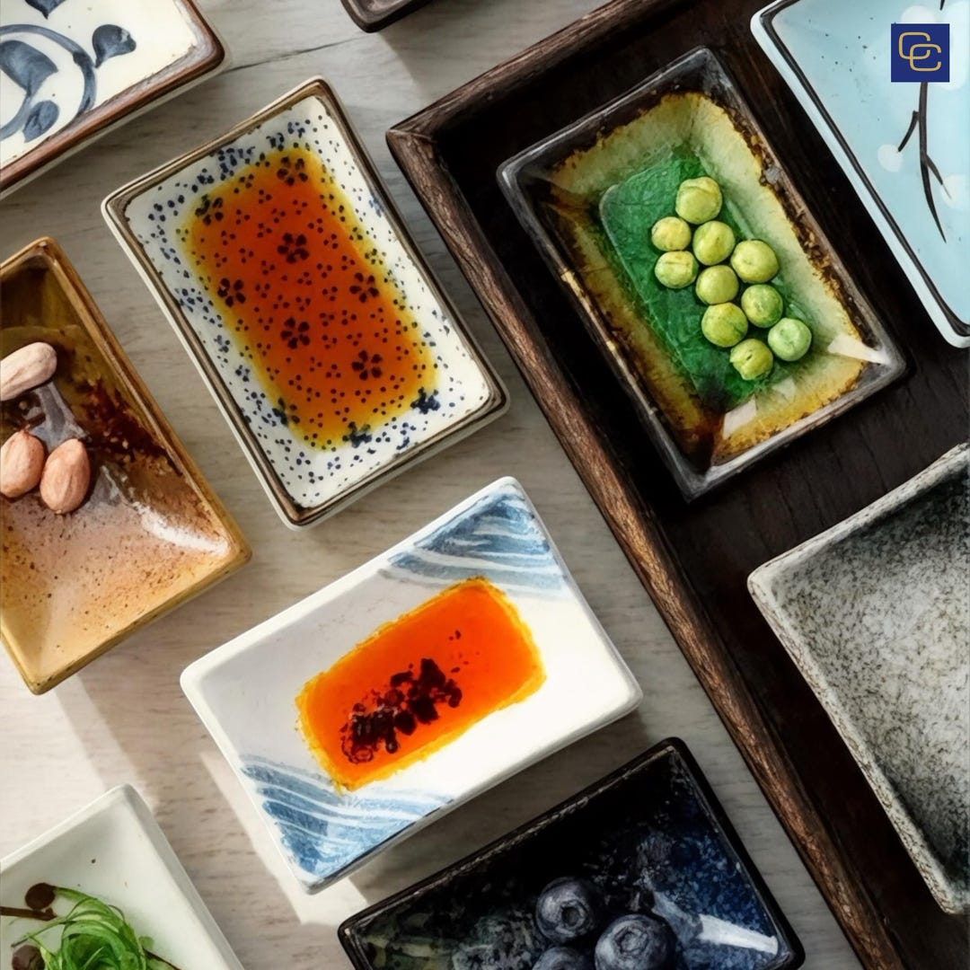 Japanese Ceramic Small Square Sauce Dish - Cherry Blossom Design | Soy ...