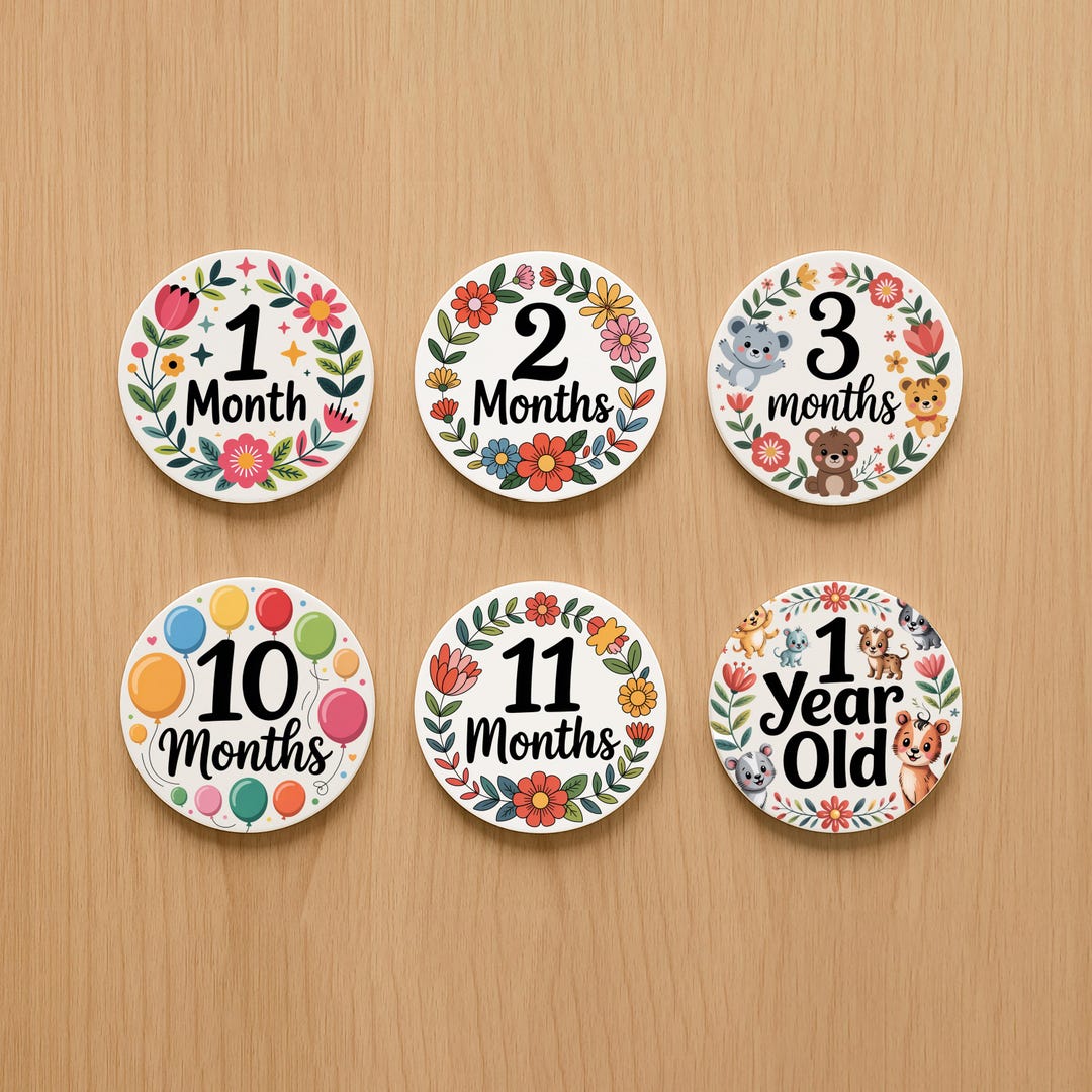 Baby Milestone Cards Set Acrylic Cards One Month Through to 1 Year Old ...