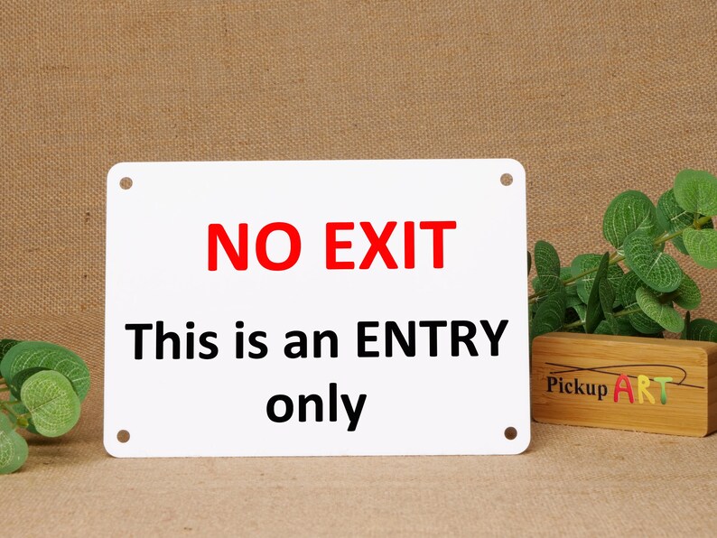 Acrylic One Way Entry Sign: No Exit Door Plaque - Etsy