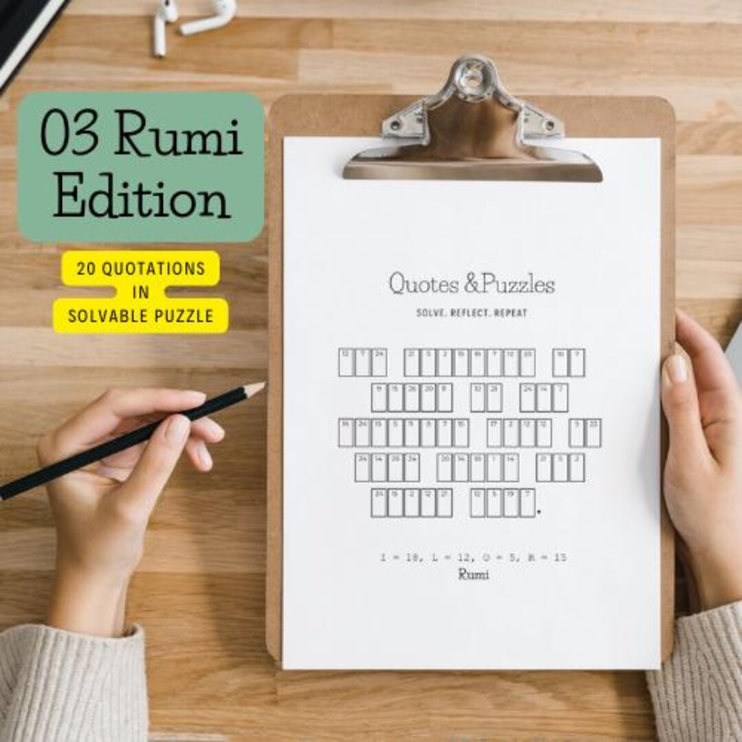 03 | Rumi Quotes in Solvable Puzzle | Contains 20 Puzzles | Fun ...