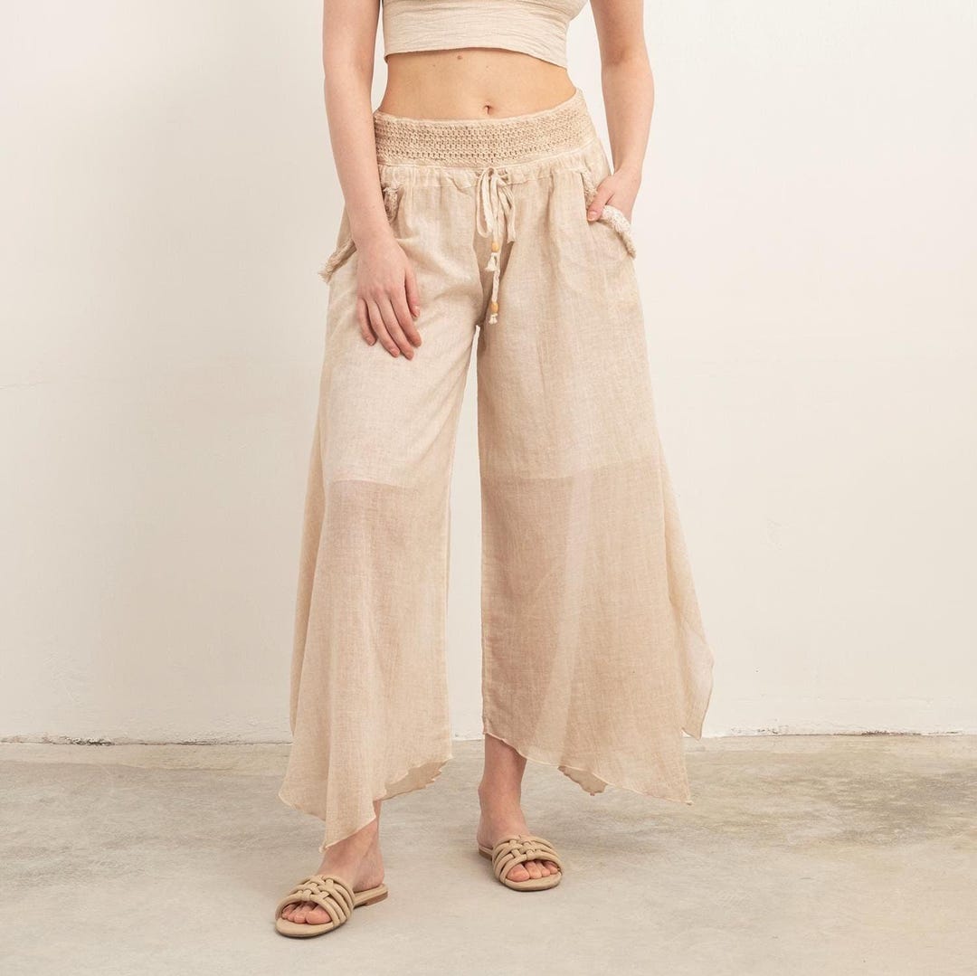 Spanish Linen Pants, Organic Linen Sweatpants, Boho Pants, High Waist ...