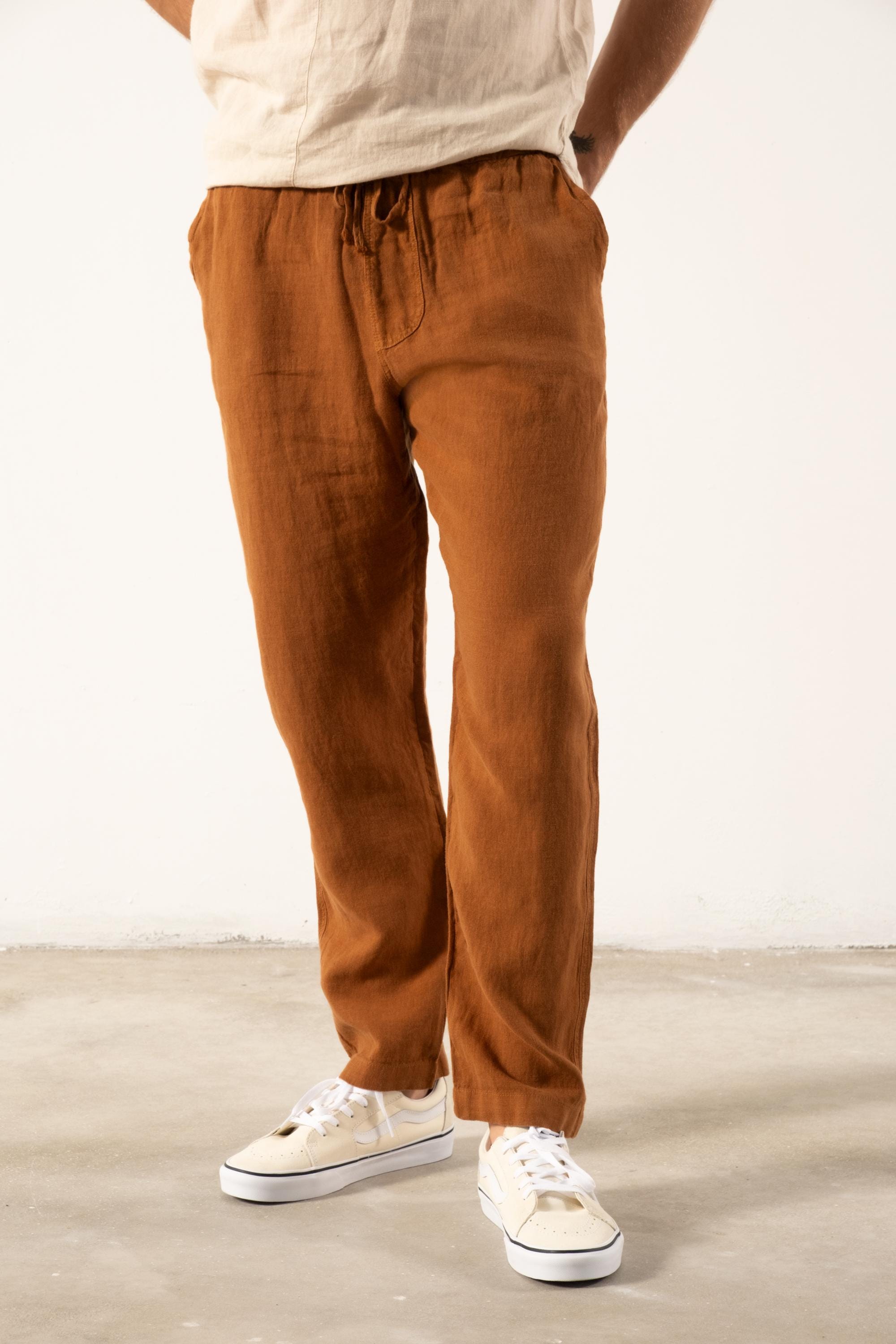 Linen Lounge Pants Men: Cotton Blend, Elastic Waist - Etsy