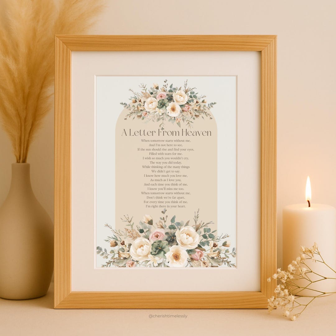 A Letter From Heaven – Memorial Poem Printable, Message of Comfort ...