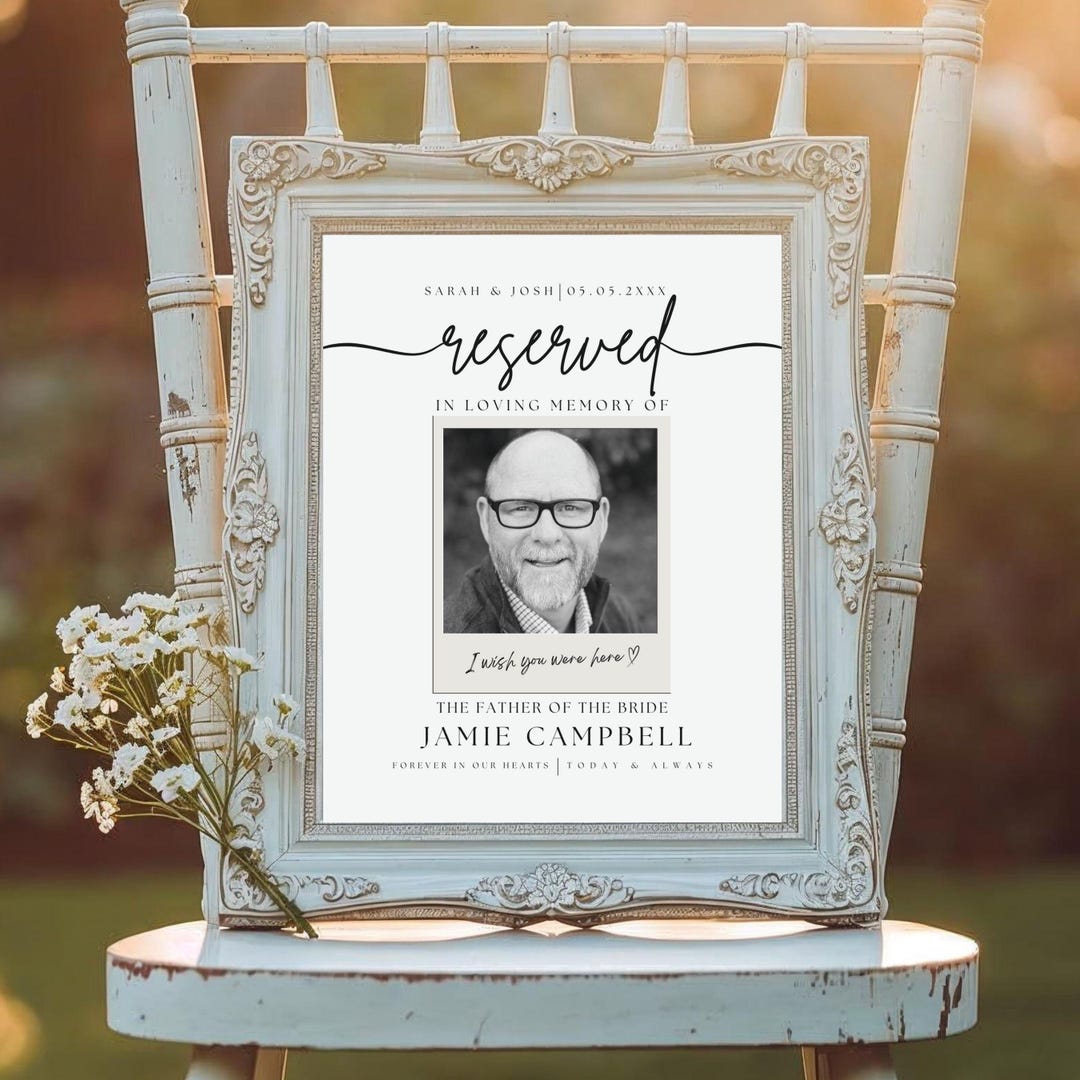 Reserved Seat Sign in Memory | Father of the Bride in Heaven | Editable ...