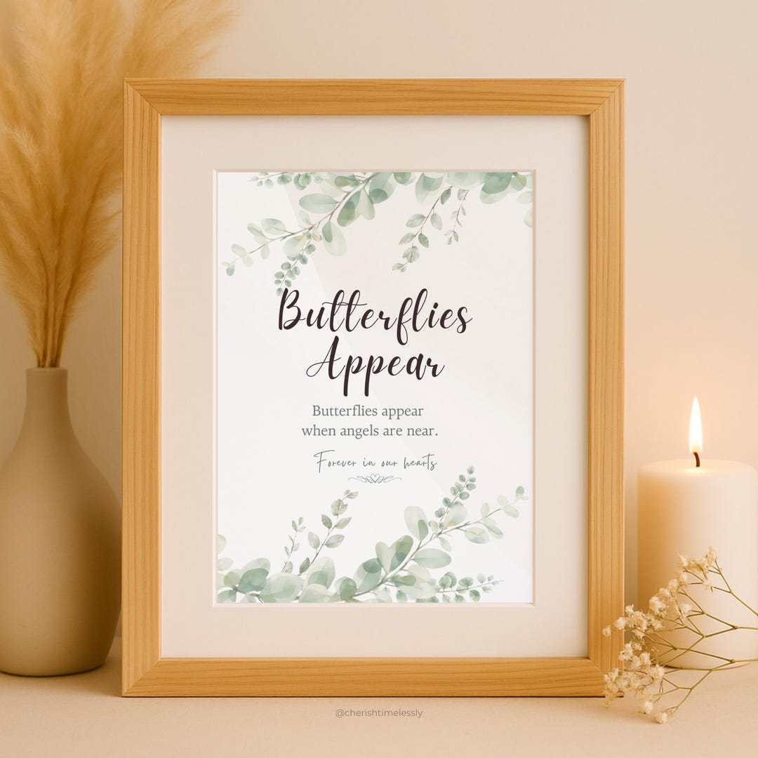 Butterflies Appear – Greenery Memorial Poem Printable, Funeral ...