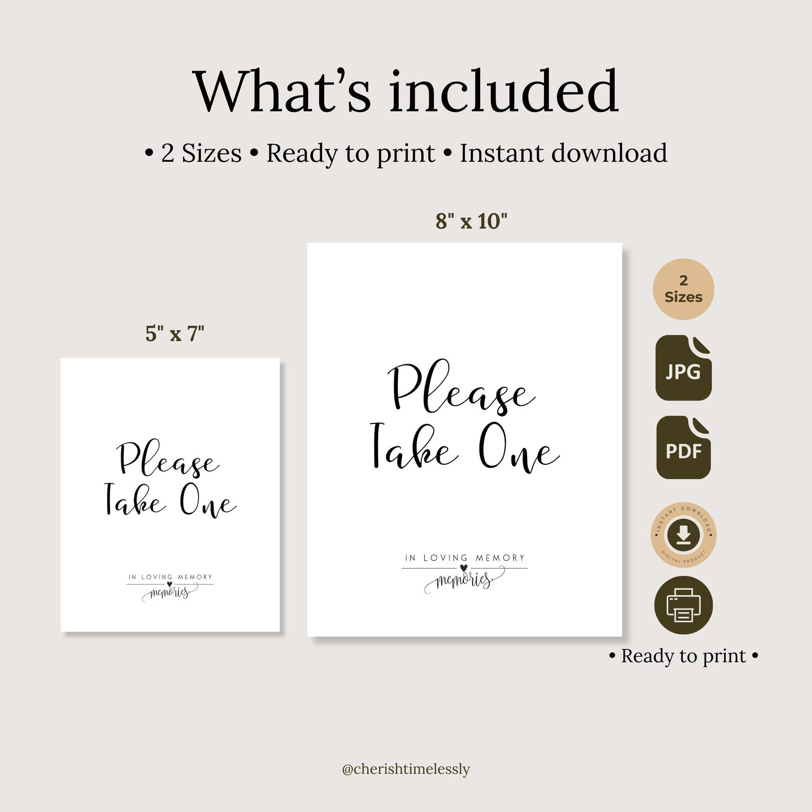 Please Take One – Share a Memory Sign Printable, Minimalist Memorial ...