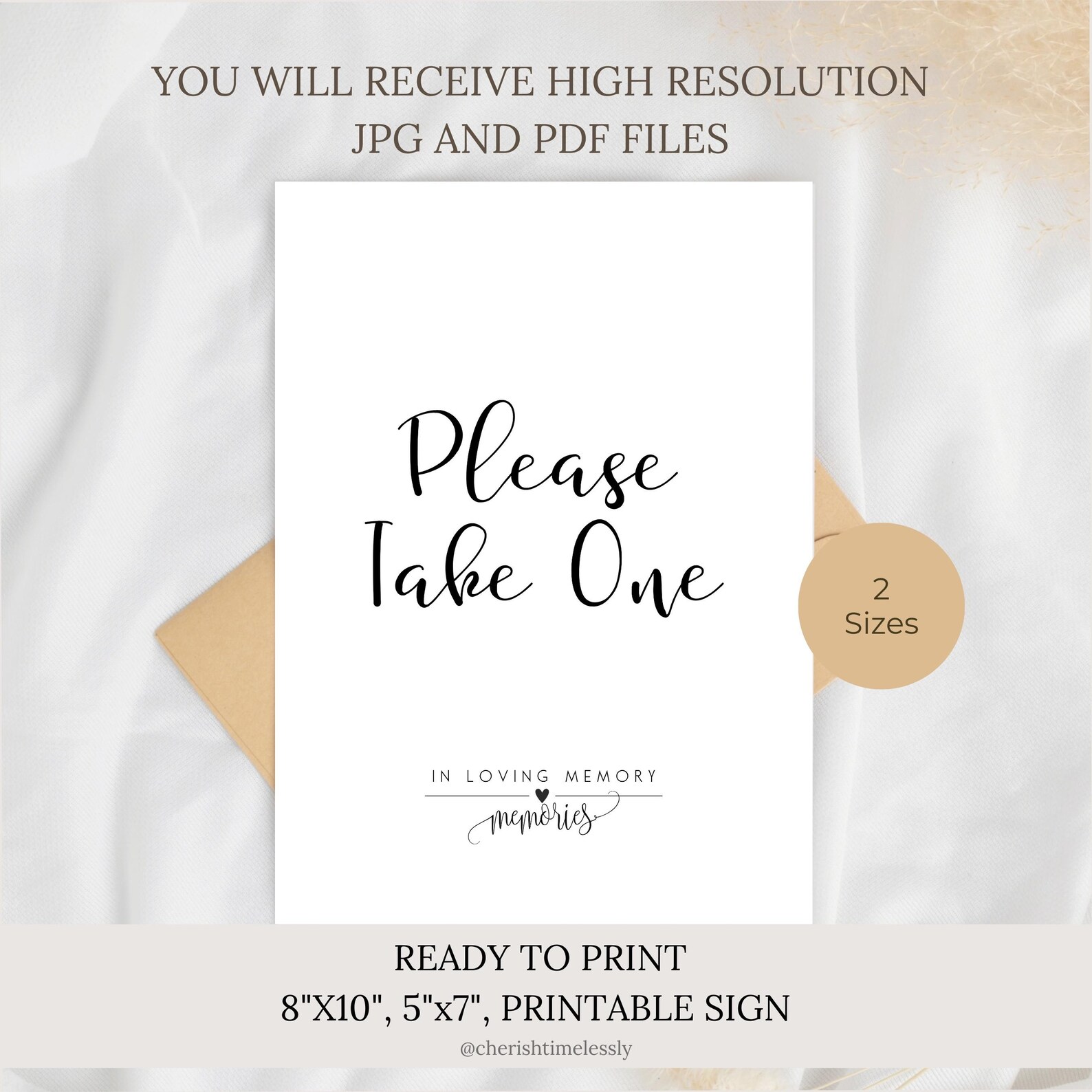 Please Take One – Share a Memory Sign Printable, Minimalist Memorial ...