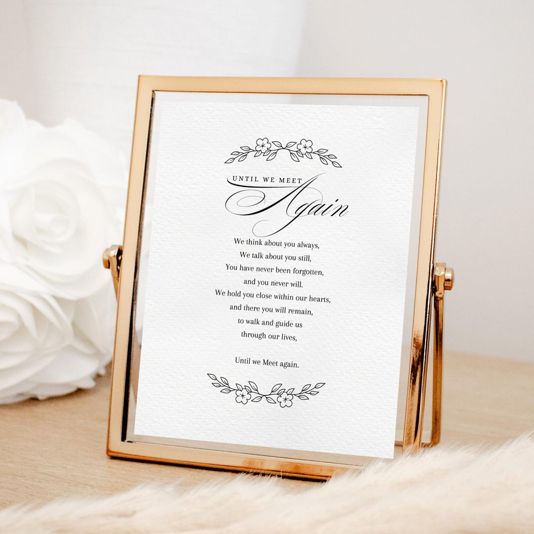 Until We Meet Again" Memorial Poem - Poem for Memorial Table or ...