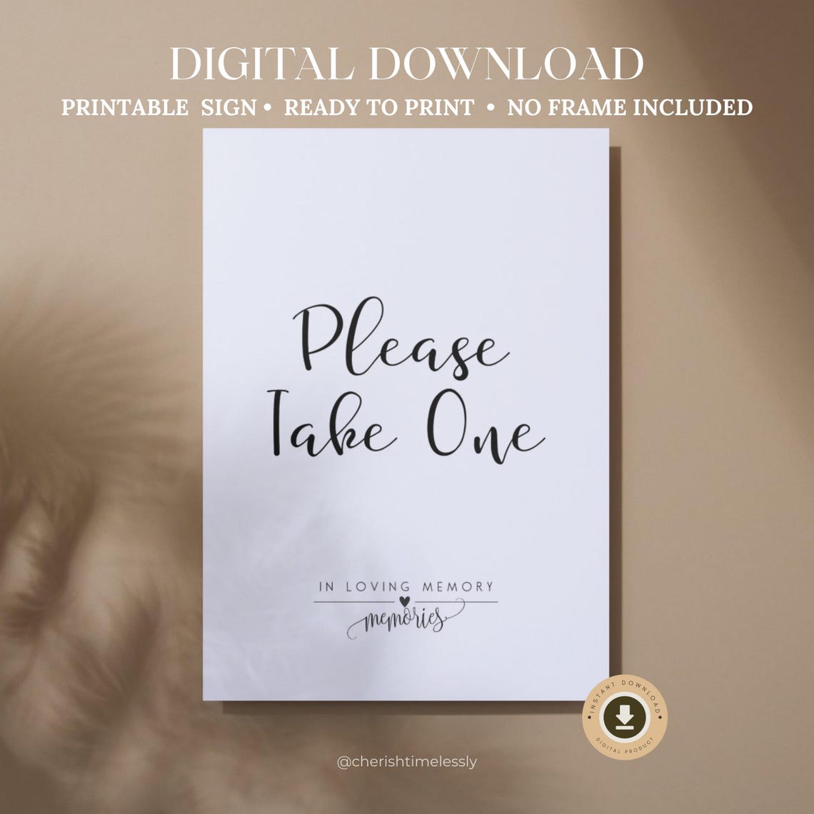 Please Take One – Share a Memory Sign Printable, Minimalist Memorial ...
