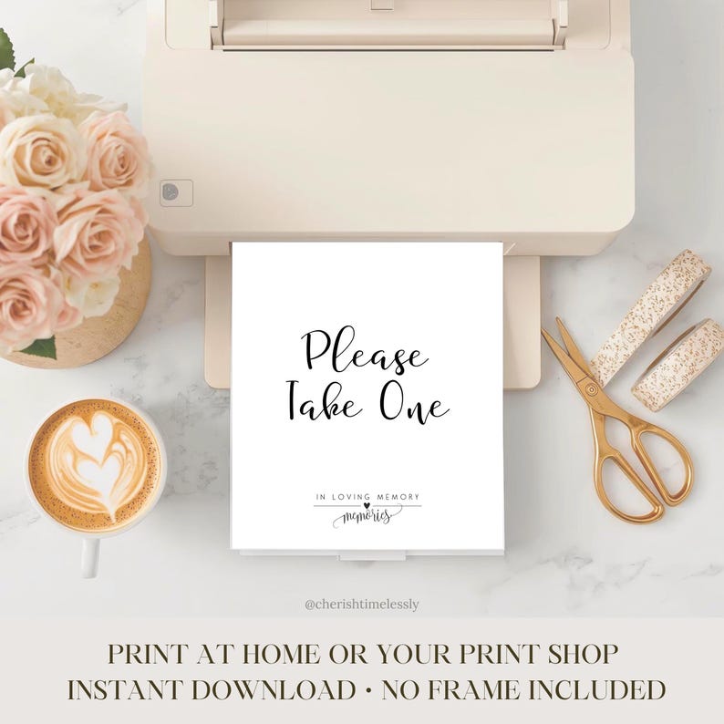 Please Take One – Share a Memory Sign Printable, Minimalist Memorial ...