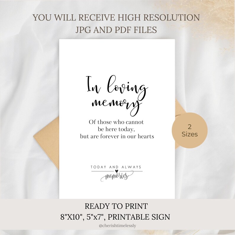 In Loving Memory – Minimalist Memorial Table Sign Printable ...