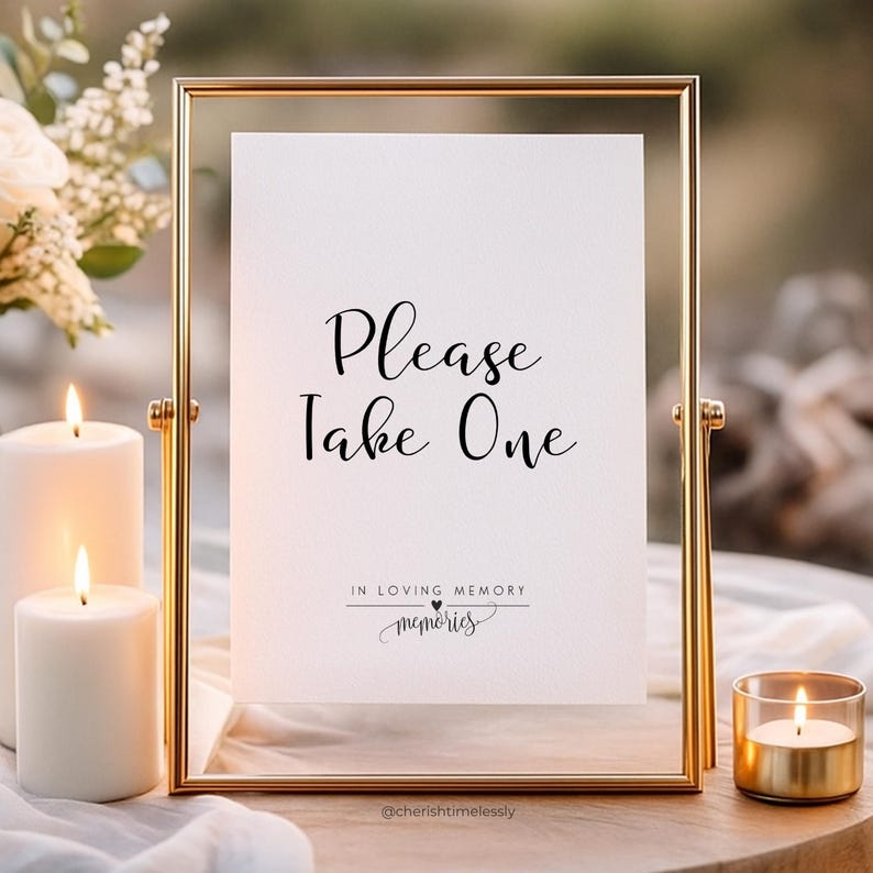 Please Take One – Share a Memory Sign Printable, Minimalist Memorial ...