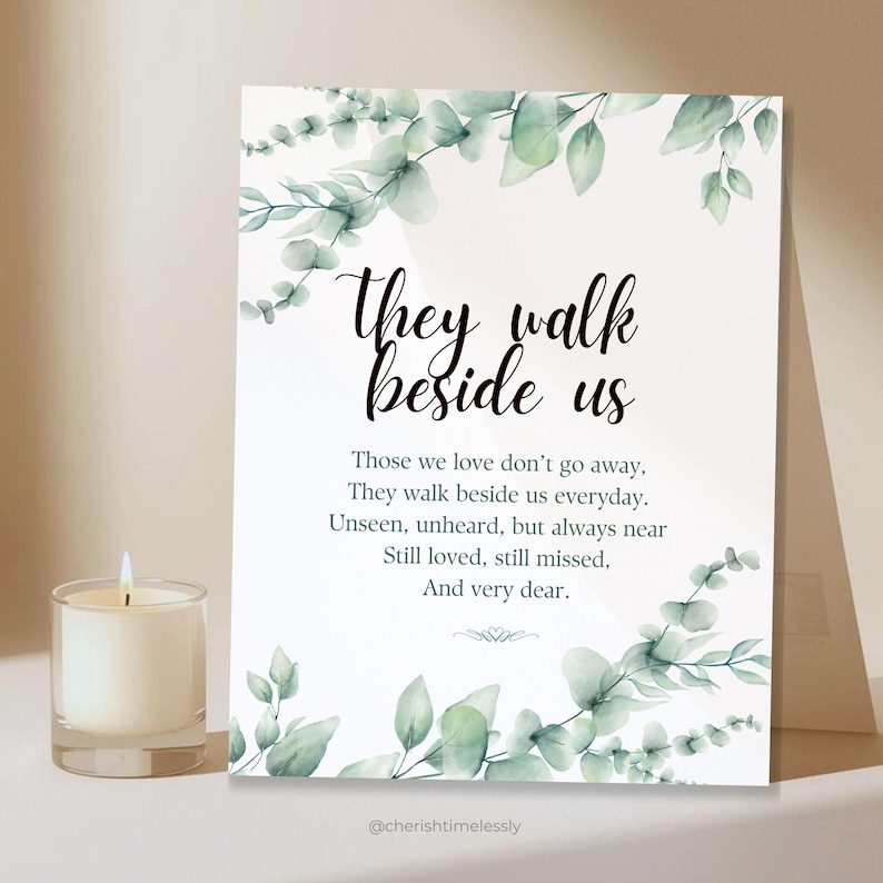 They Walk Beside Us Poem Sign – Wedding Memorial Table Sign ...